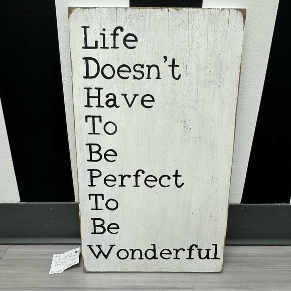 Wall Decor | Life Doesnt Have To Be Perfect To Be Wonderful Wooden Sign ...